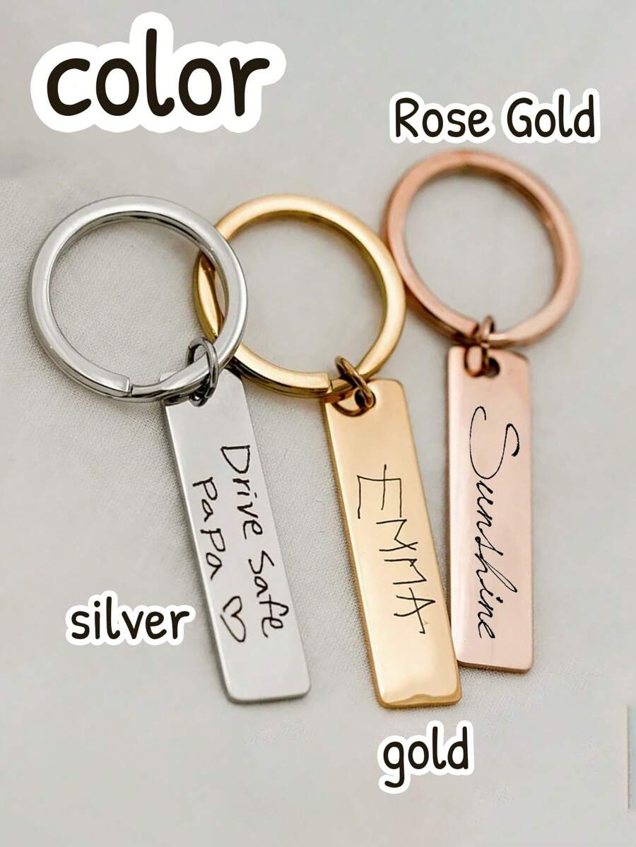1pc Custom Actual Handwriting Name Keychain, Personalized Keychain For ...