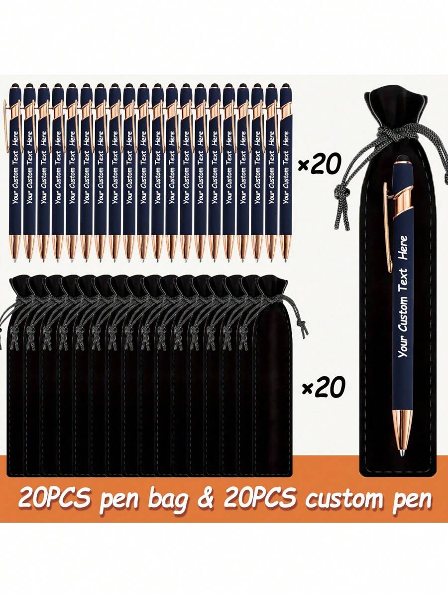 20pcs Customizable Luxury Soft Touch Pens With Black Pen Case, Rubber ...