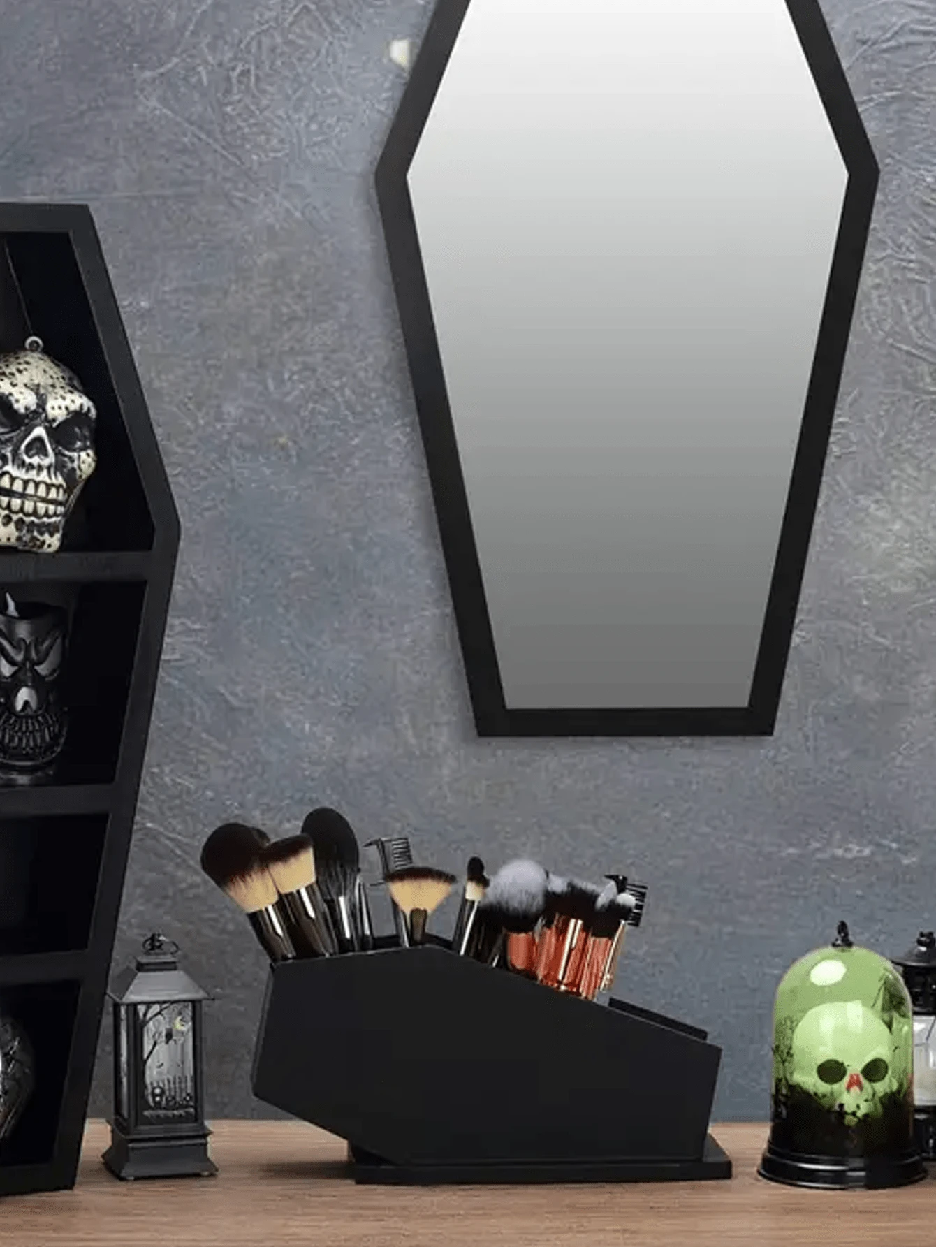 Gothic Coffin Makeup Brush Holder - Decorative Art Style, Perfect For ...