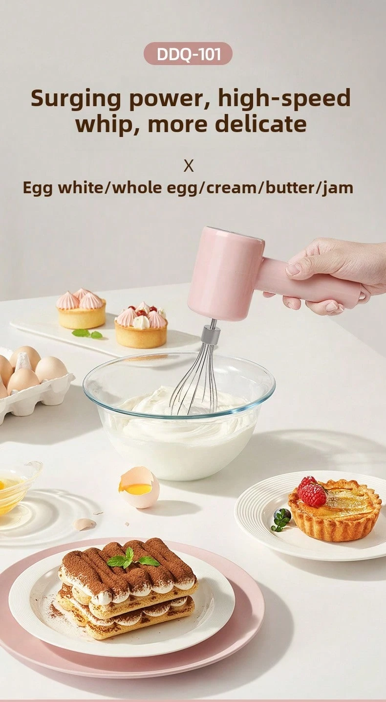 Portable 3-Speed Mixer Electric Hand Mixer With Stainless Steel Whisk ...