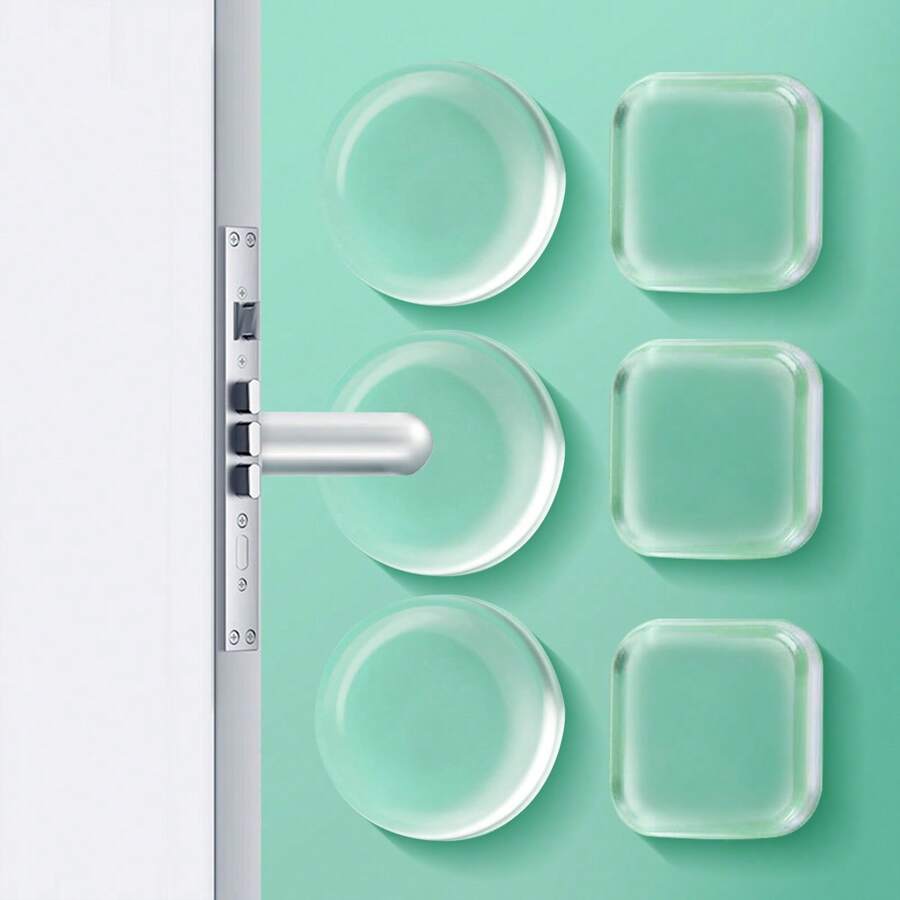 6pcs/Bag Silicone Transparent Bump Guards Door Handle, Bathroom Door ...