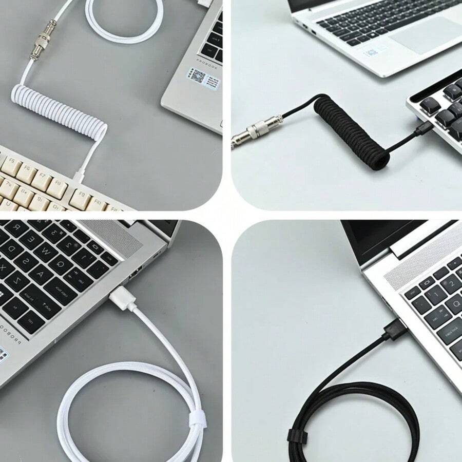 USLION Mechanical Keyboard Coiled Cable USB Type C Mechanical Keyboard ...