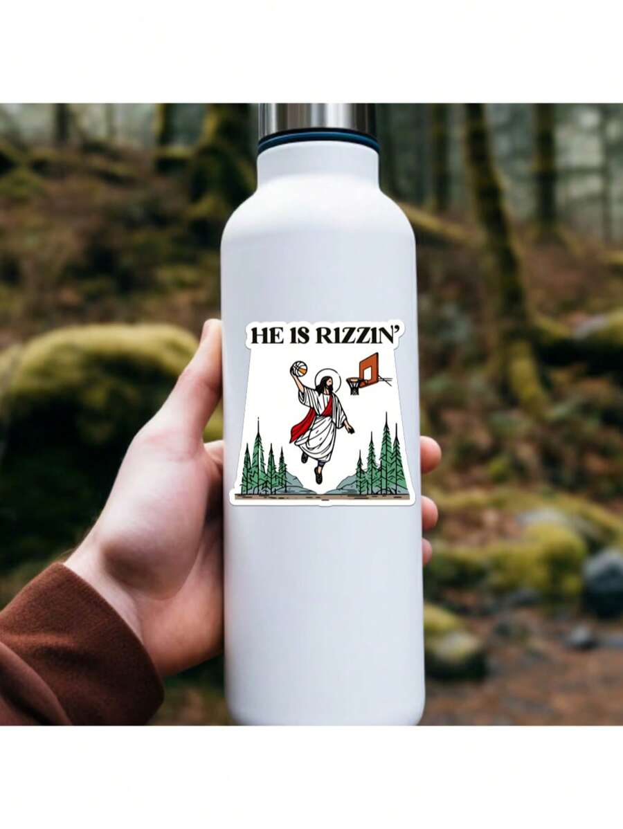 1PC He Is Rizzin' Sticker | Hilarious Easter Jesus Playing Basketball ...