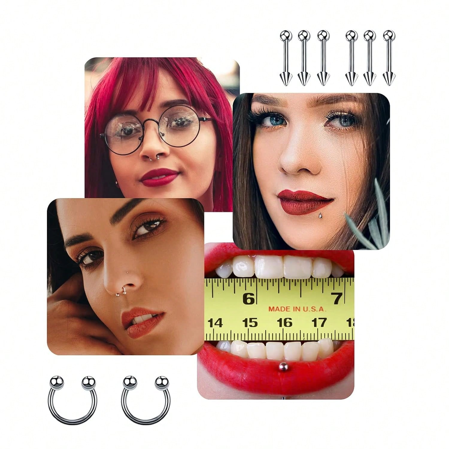 Piercing Kit With Piercing Tools For Nose Septum Ear Lip Belly Button ...