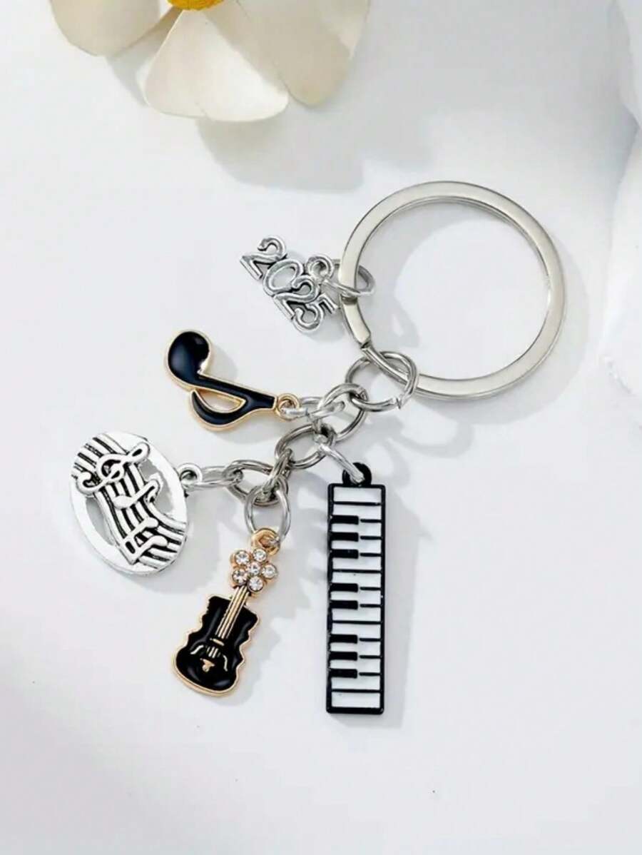 1 Pc Musical Instrument Keychain, 2025 Keyboard Guitar Clef Piano ...