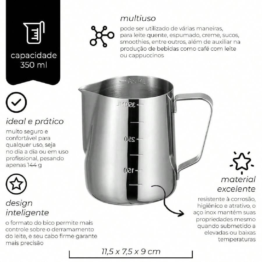 10 Jarras Pitcher 350ml Leiteira Cremeira Americana Barista | SHEIN Brasil
