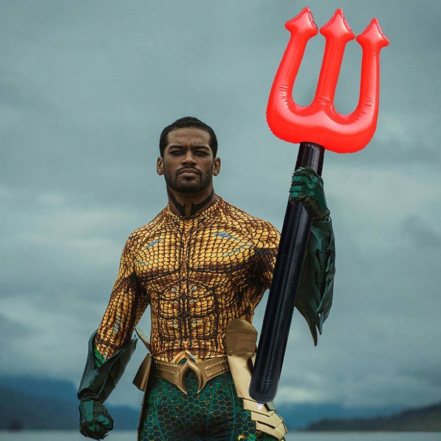 Inflatable Trident PVC Weapon, Outdoor Sports Party Props, Realistic ...