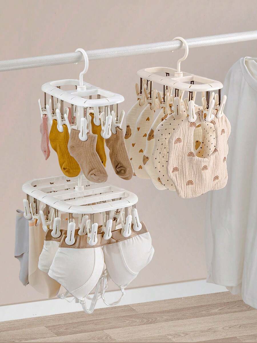 1pc Bathroom Balcony Drying Rack, Sock Rack With Multiple Clips And No ...