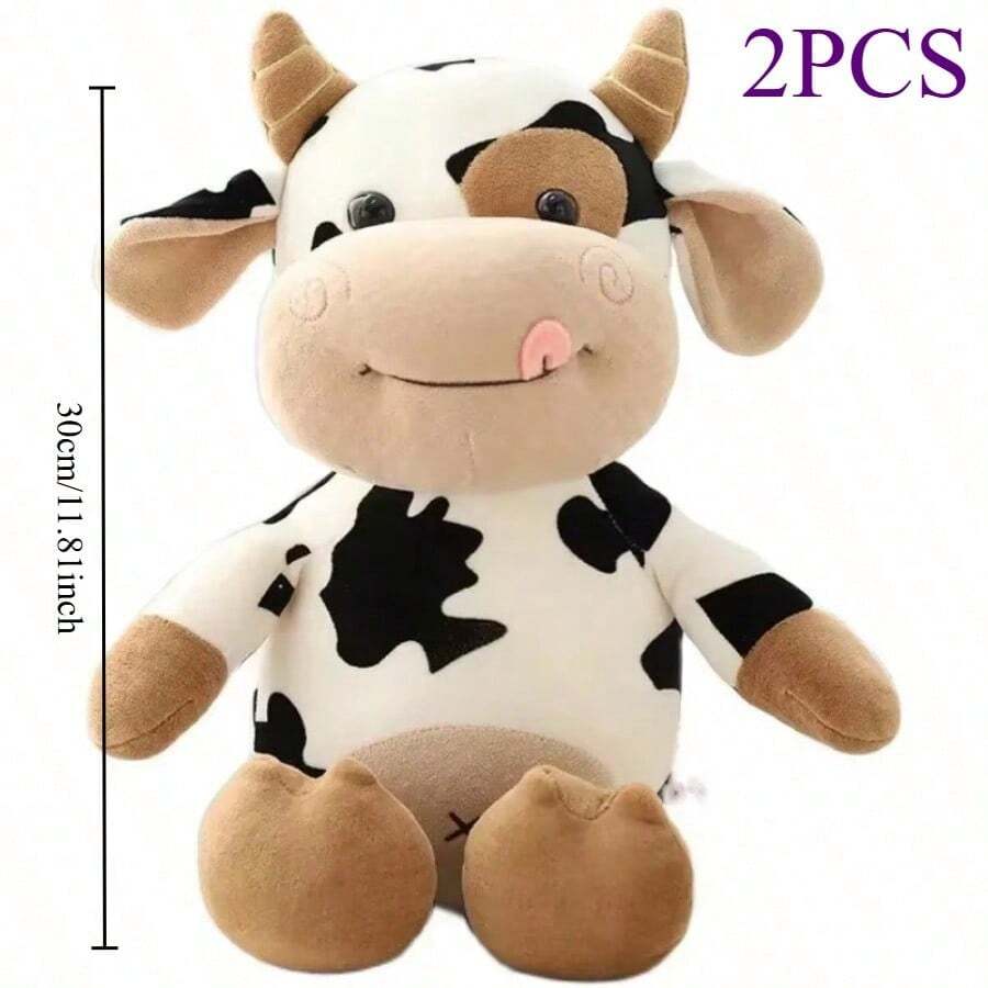 Cartoon Milk Cow Plush Toys Cute Simulation Cattle Stuffed Animals ...