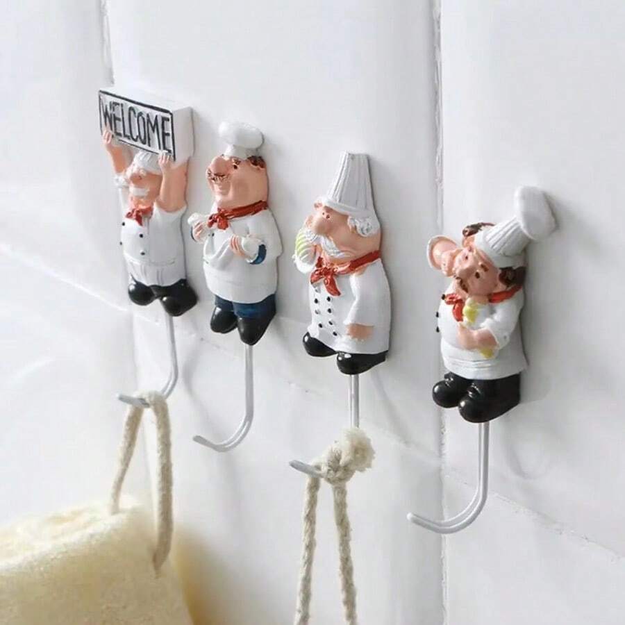 New Cartoon Chef Shaped Hook Powerful Adhesive Wall Key Holder Kitchen ...