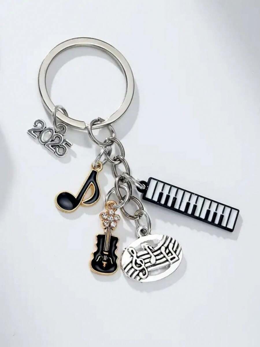 1 Pc Musical Instrument Keychain, 2025 Keyboard Guitar Clef Piano ...