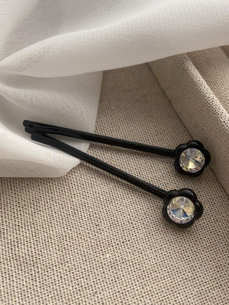 Simple Elegant Rhinestone & Crystal One-Tooth Hairclip, Korean Imported ...