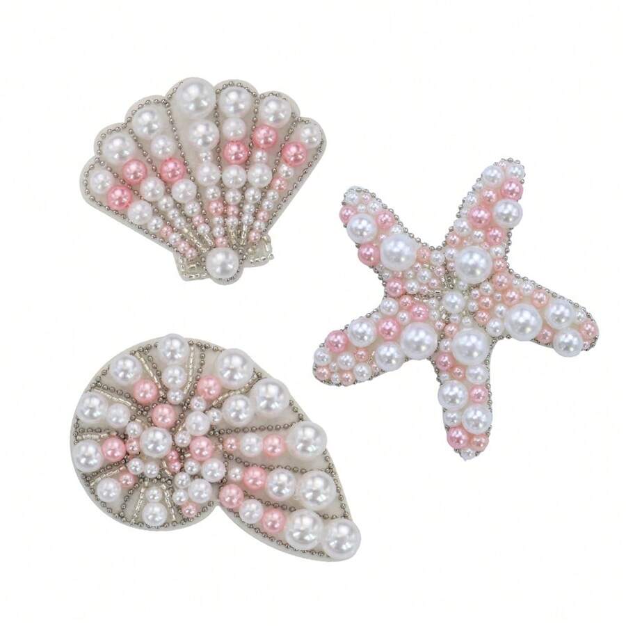 1set Bead Pearls Sea Shell Conch Patches For Hat Backpacks Applique Sew ...