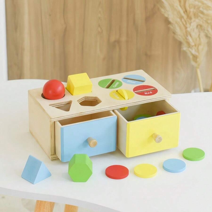 Montessori Geometric Shapes Sorting Box, Color Identification ...