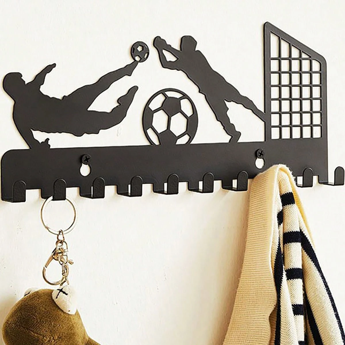 1pc Wall-Mounted Key Holder Hook, Screwless Wall Hanging Hook, Iron ...