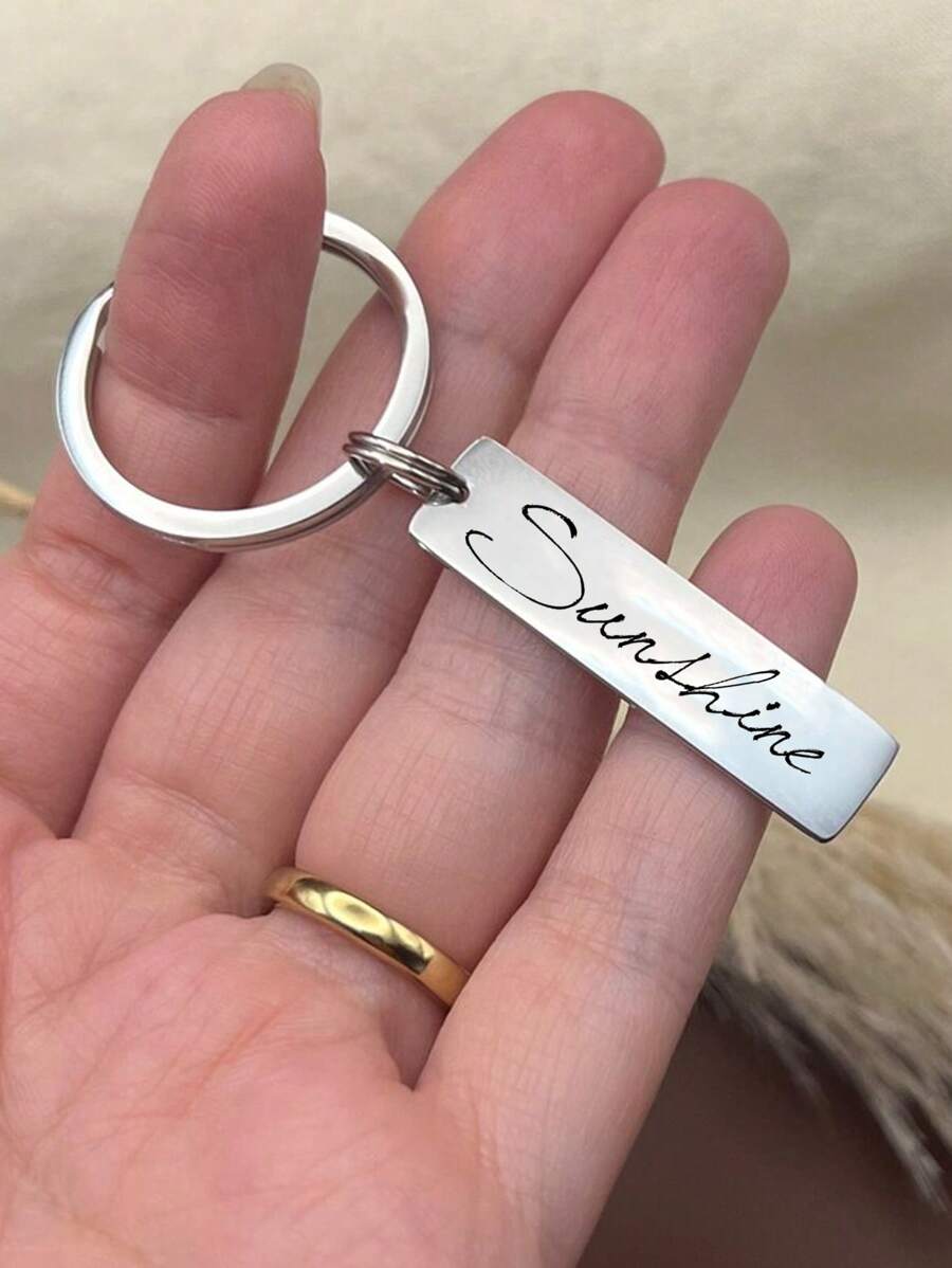 1pc Custom Actual Handwriting Name Keychain, Personalized Keychain For ...