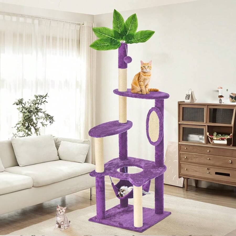 61 Inches Large Cat Tree For Large Cats, Cat Tower With DIY Green ...