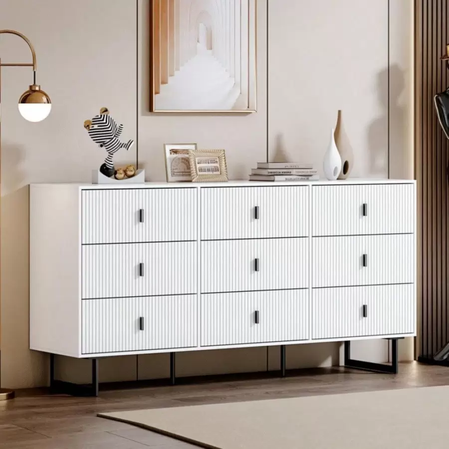 9 Drawer Modern Dresser, Chest, Cabinet, Storage For Bedroom Living ...