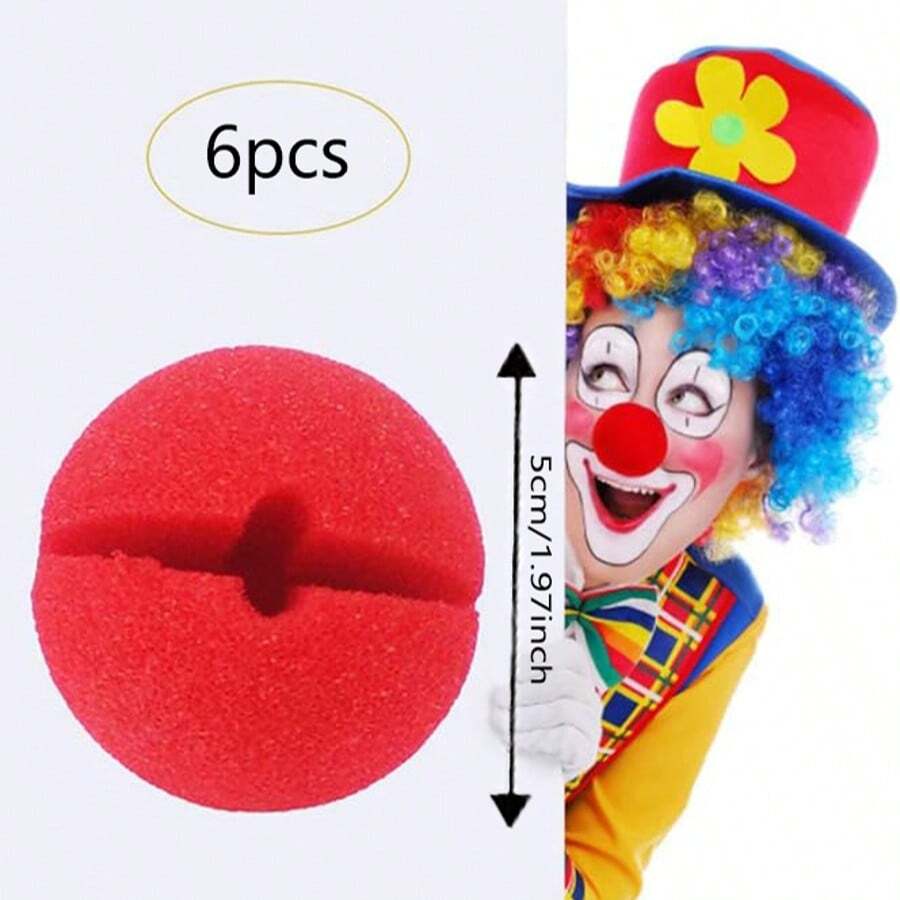 6pcs/Set Red Foam Ball Clown Nose, Clown Performance Props, Also Can Be ...