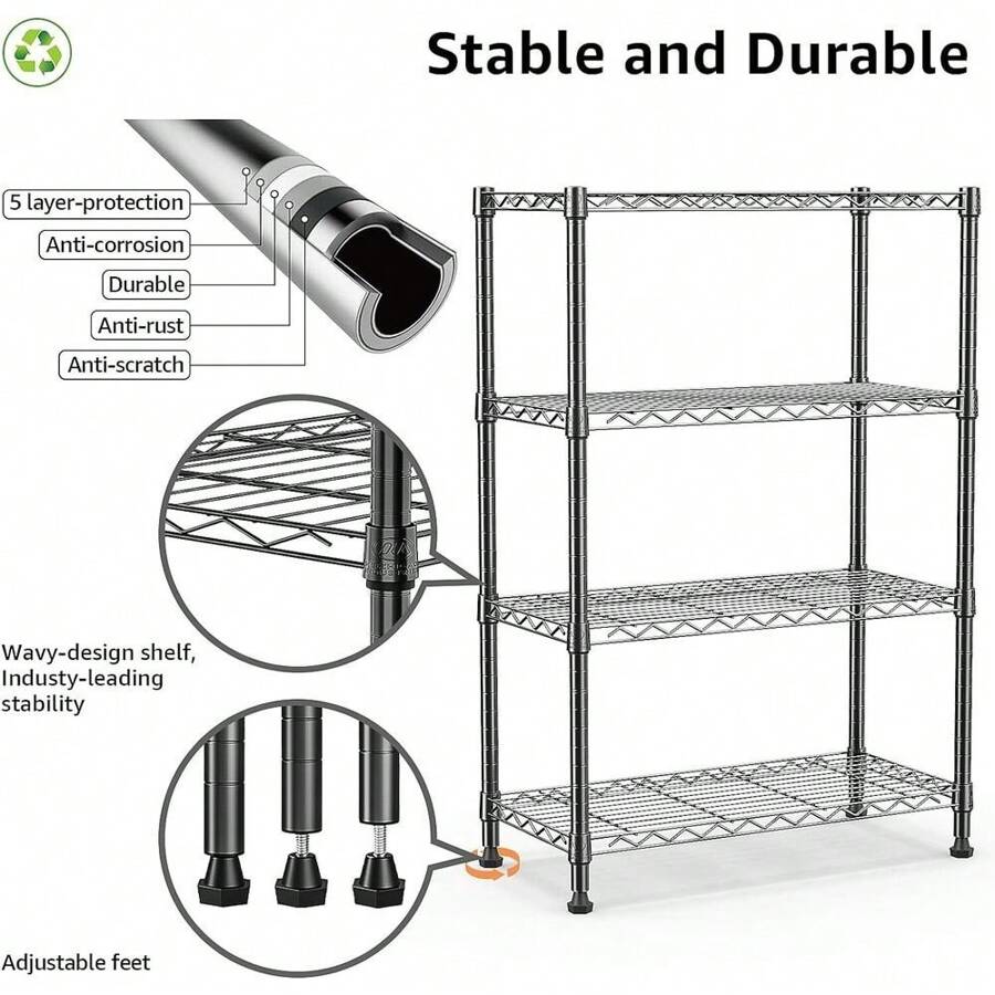 Heavy Duty 4 Tier Wire Metal Commercial Storage Shelf Shelving Rack ...
