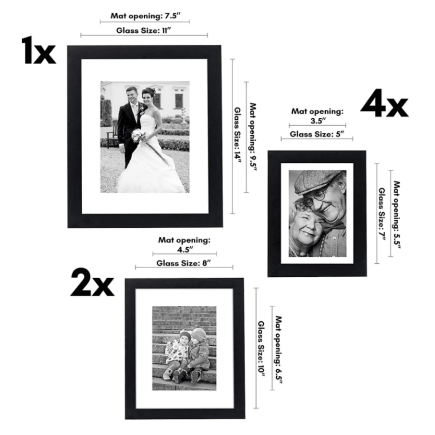 Set Of 7 Picture Frames With Shatter-Resistant Glass - G Ery W Frame ...