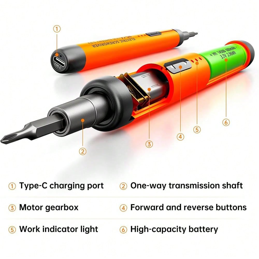 120-In-1 Mini Precision Cordless Electric Screwdriver Set, Quiet Long ...