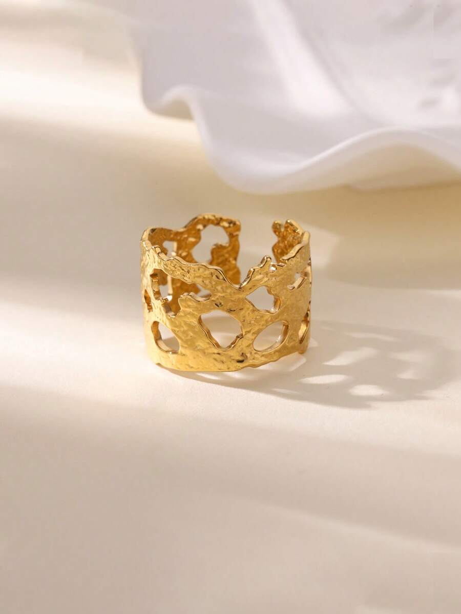 1PC Vintage Geometric Asymmetric Hollow Texture Rings For Women Men ...