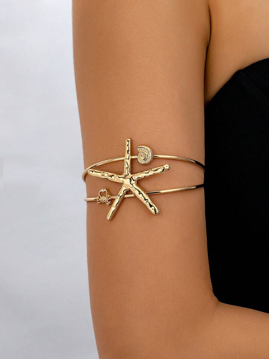 1 Pc Golden Color Starfish Arm Band Arm Cuff , Beach Style Sea Life ...
