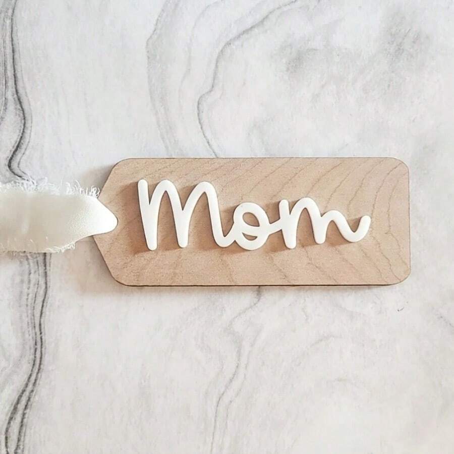 1pc Custom Acrylic Personalized Name Tag With Pawprint, Elegant Wooden ...