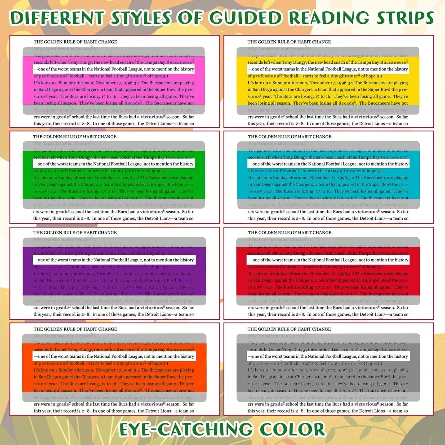 8 Pieces Guided Reading Strips Colored Highlight Strips Overlays ...