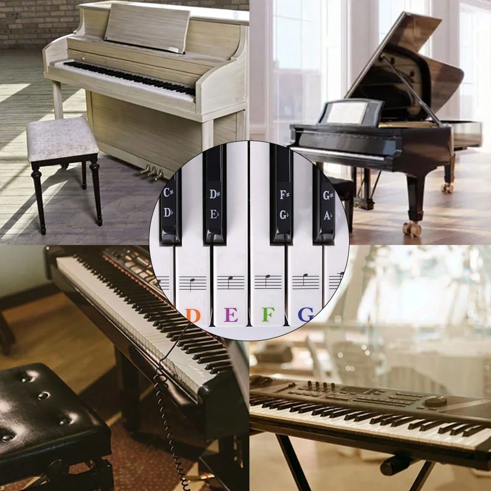 Piano Keyboard Stickers For 37-88 Key, Bold Large Letter Piano Stickers ...