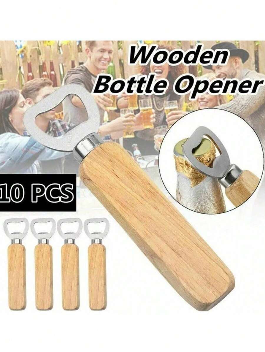 1/5/10Pcs/Lot Wooden Bottle Opener Beer Can Opener Household Kitchen ...