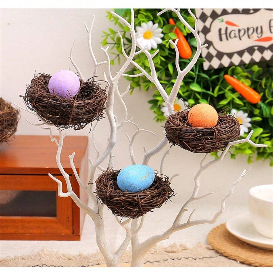 4 Pieces Of Artificial Bird's Nest, Home Garden Festival Easter ...
