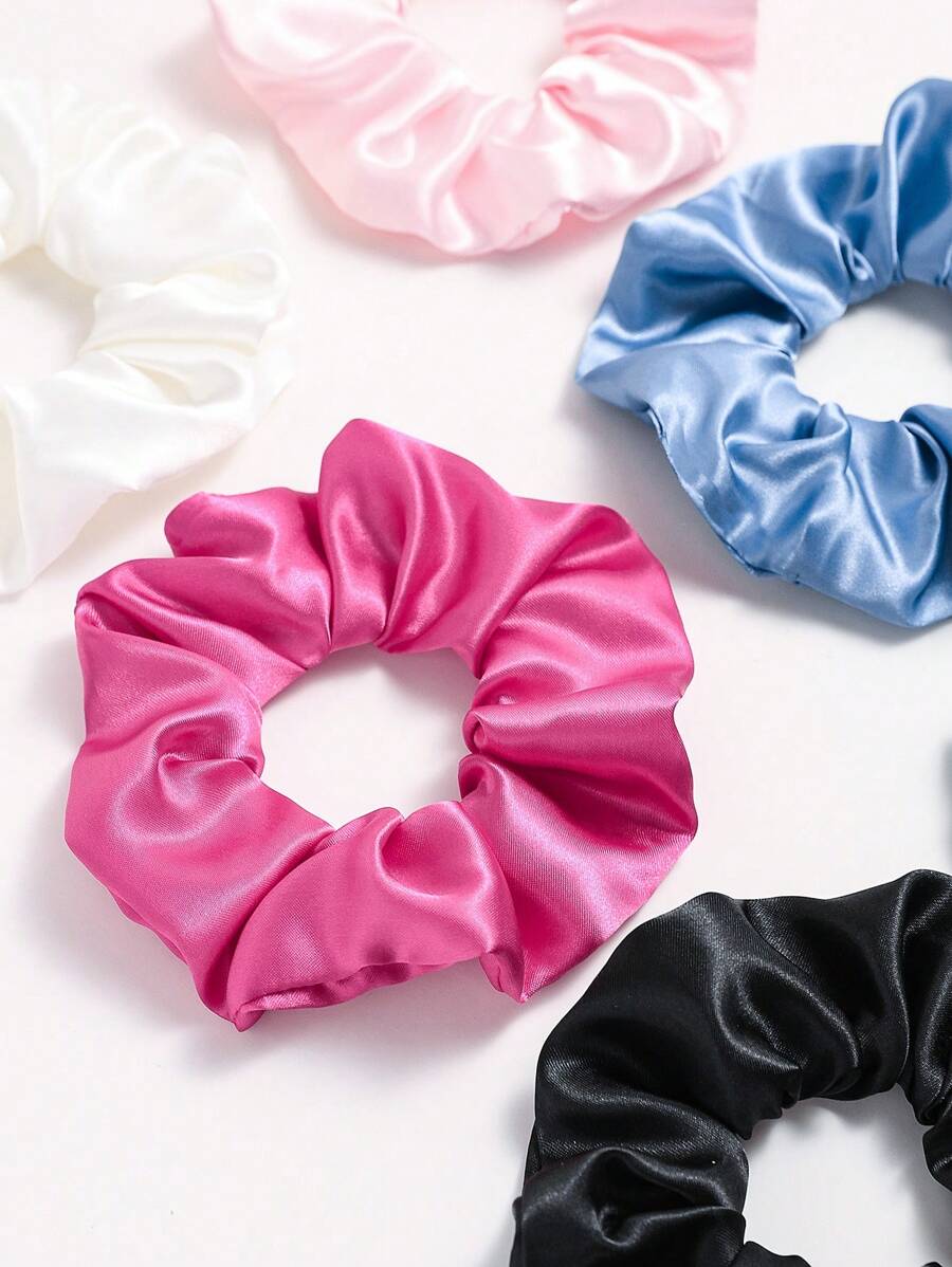12pcs Satin Scrunchies Set, Pink, Ponytail Hair Ties, Gentle On Hair ...