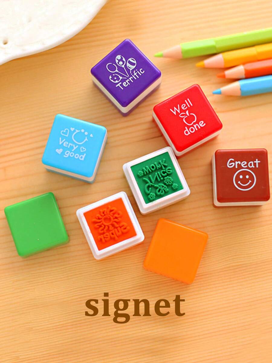 6 Pcs Teacher Stamp Set, Encouragement Rectangle Shaped Stamps For ...
