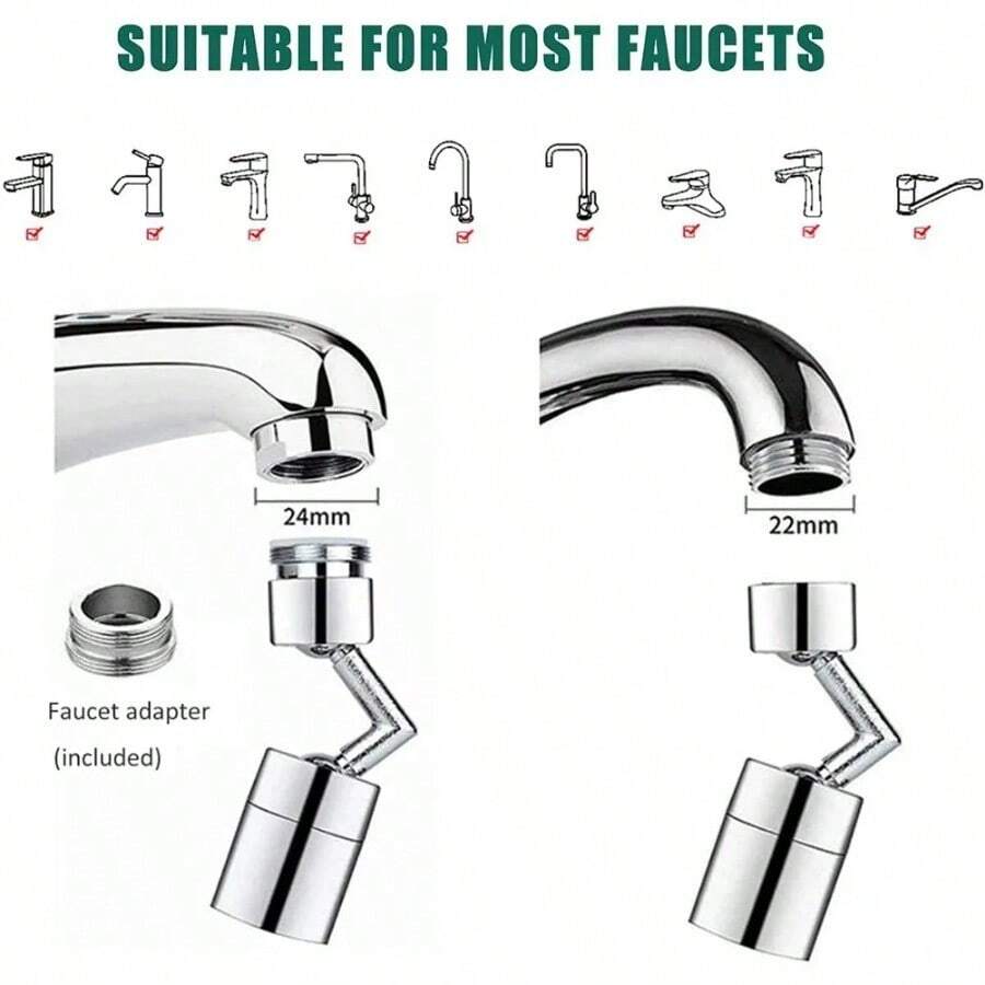 720°Universal Kitchen Faucet Anti-Splash Aerator Bathroom Tap Rotatable ...