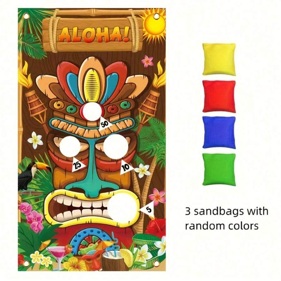 1Set, Luau Party Games Hawaiian Game Tiki Party Toss Games Banner With ...