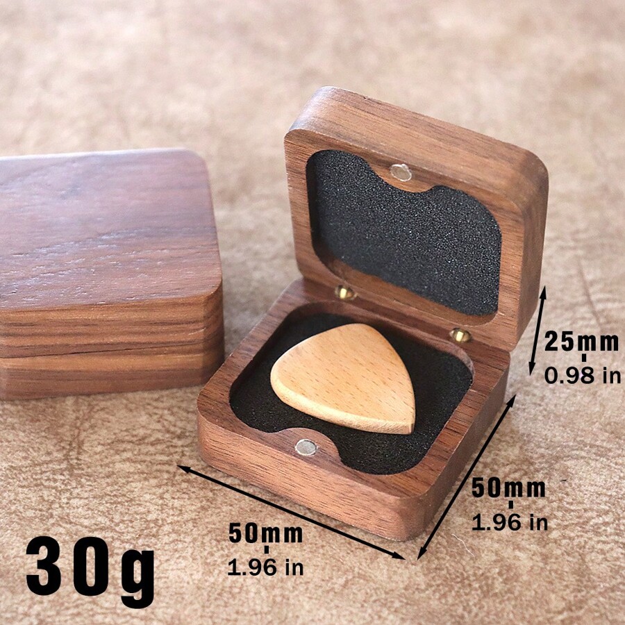 Customized Printing Laser Engraving Wooden Magnetic Guitar Pick Box ...