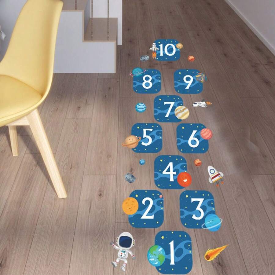 Cartoon Hopscotch Space Planets Astronaut Floor Stickers, Removable ...