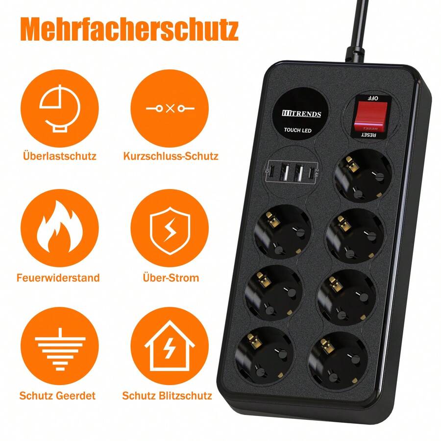 11-In-1 Power Outlet With 2 USB A And 2 USB C Ports Power Outlet With 7 ...