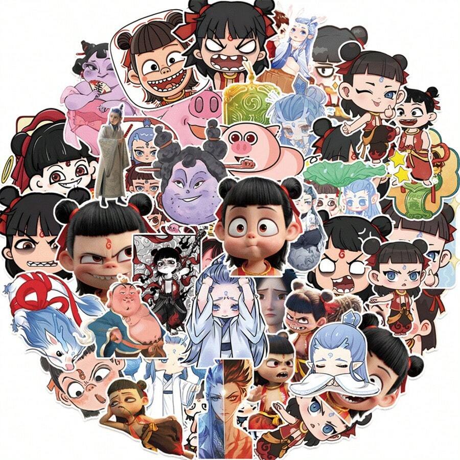 50pcs Nezha Cartoon Series Stickers, Cute Expression Stickers For ...