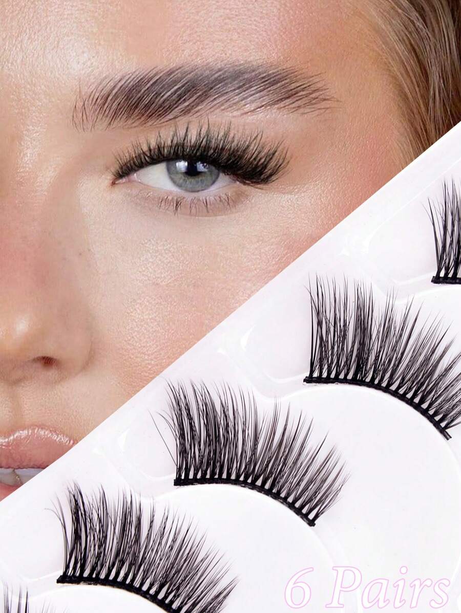6 Pairs Black Stem Half-Eye Lashes - Dramatically Lengthening & Soft ...