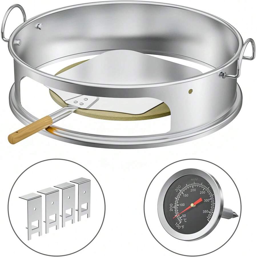 Stainless Steel Pizza Ring Kit Pizza Oven Kit For Weber 22-Inch Kettle ...