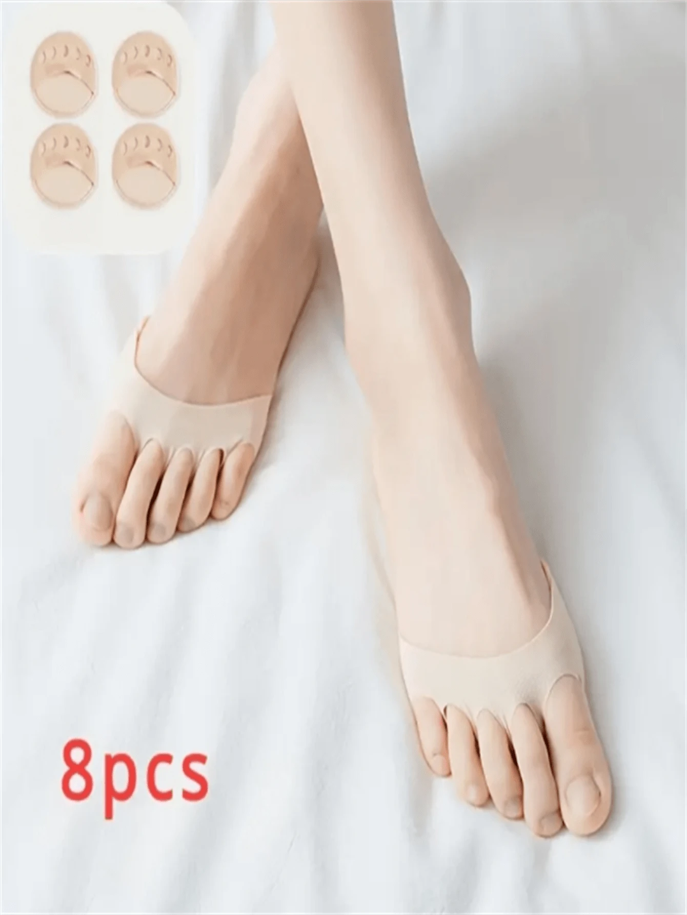 8 Pairs Of Women's Front Foot Pads - High Heels Insoles, With Five Toe ...