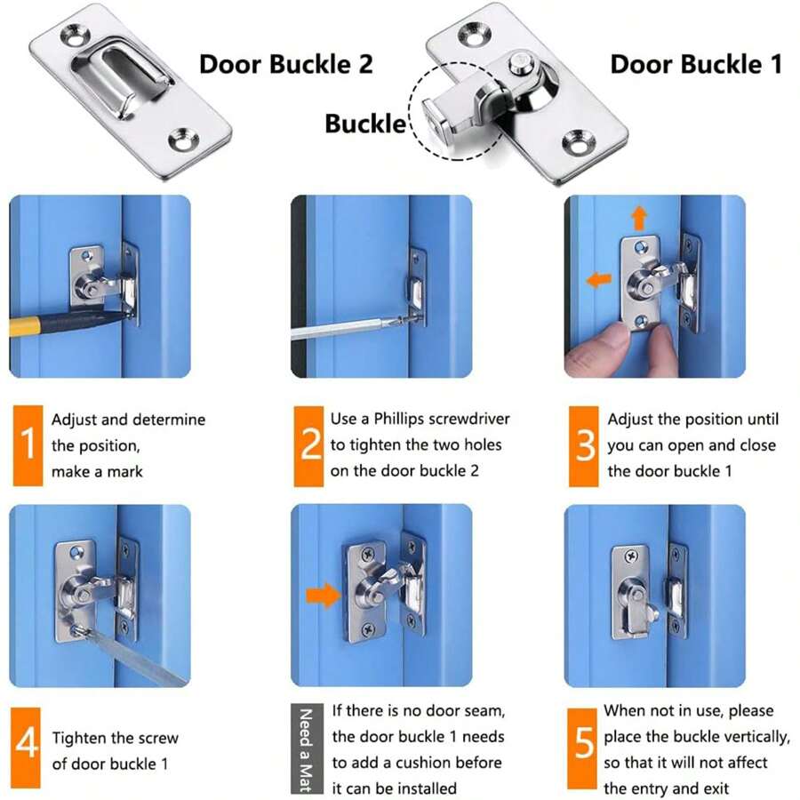 90-Degree Slide Bolt Lock, Anti-Theft Door Latch For Bathroom & Push ...