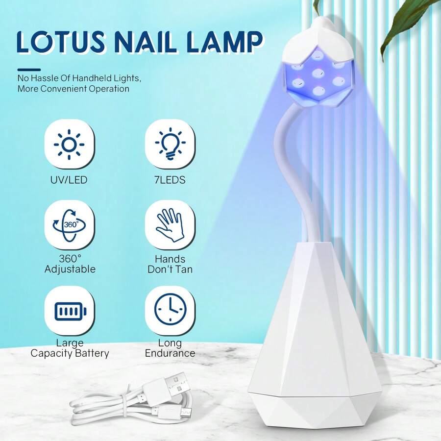 Wireless UV LED Nail Lamp For Curing All Gel Nail Polish Rechargeable ...