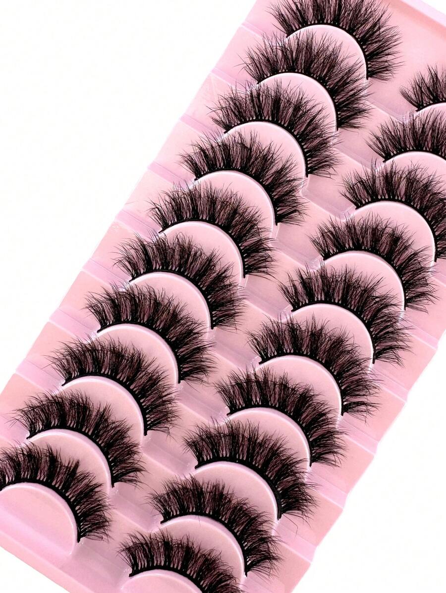 10 Pairs 8D Fluffy Curly Mink Lashes, Voluminous And Dramatic False ...