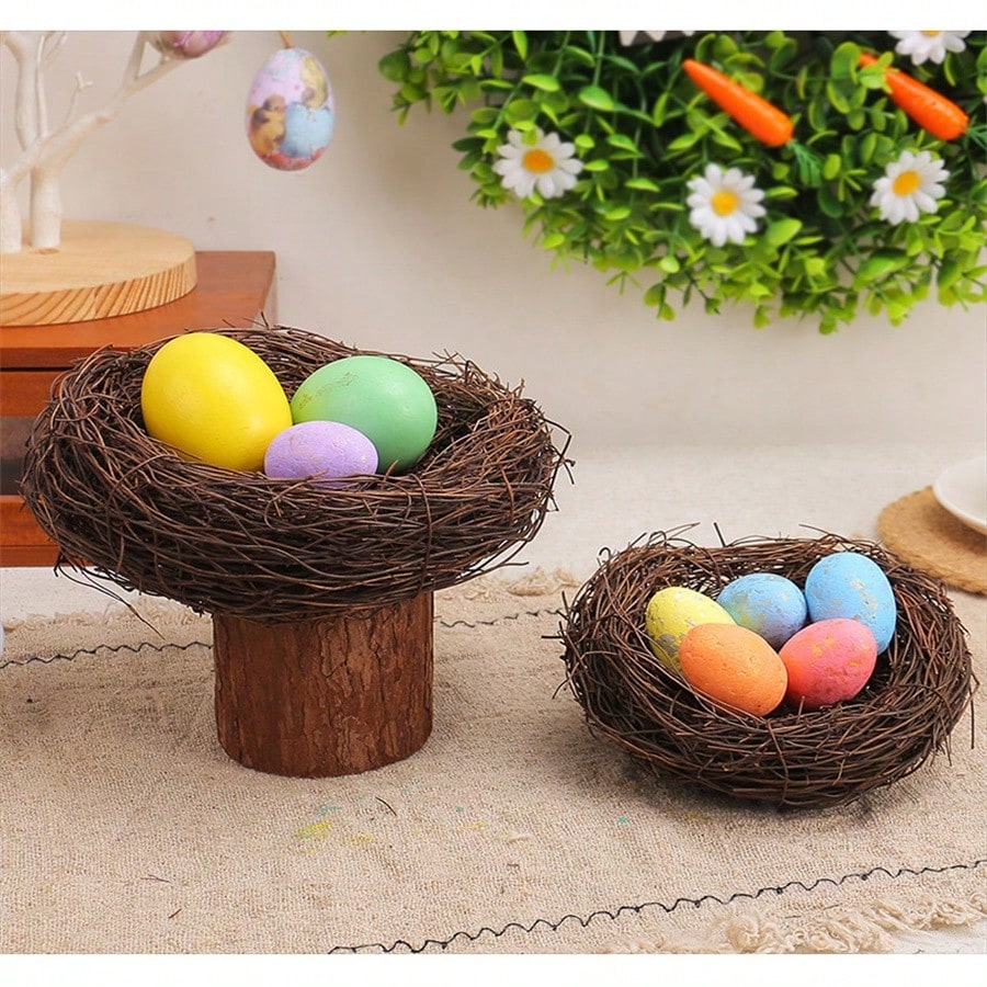 4 Pieces Of Artificial Bird's Nest, Home Garden Festival Easter ...