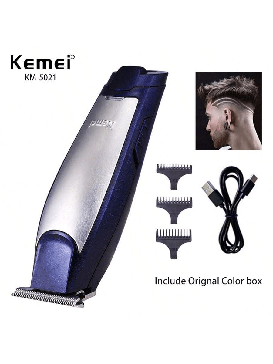 Kemei Máquina de cortar el pelo eléctrica recargable Kemei KM-5021 con cabezal de cuchilla de ...