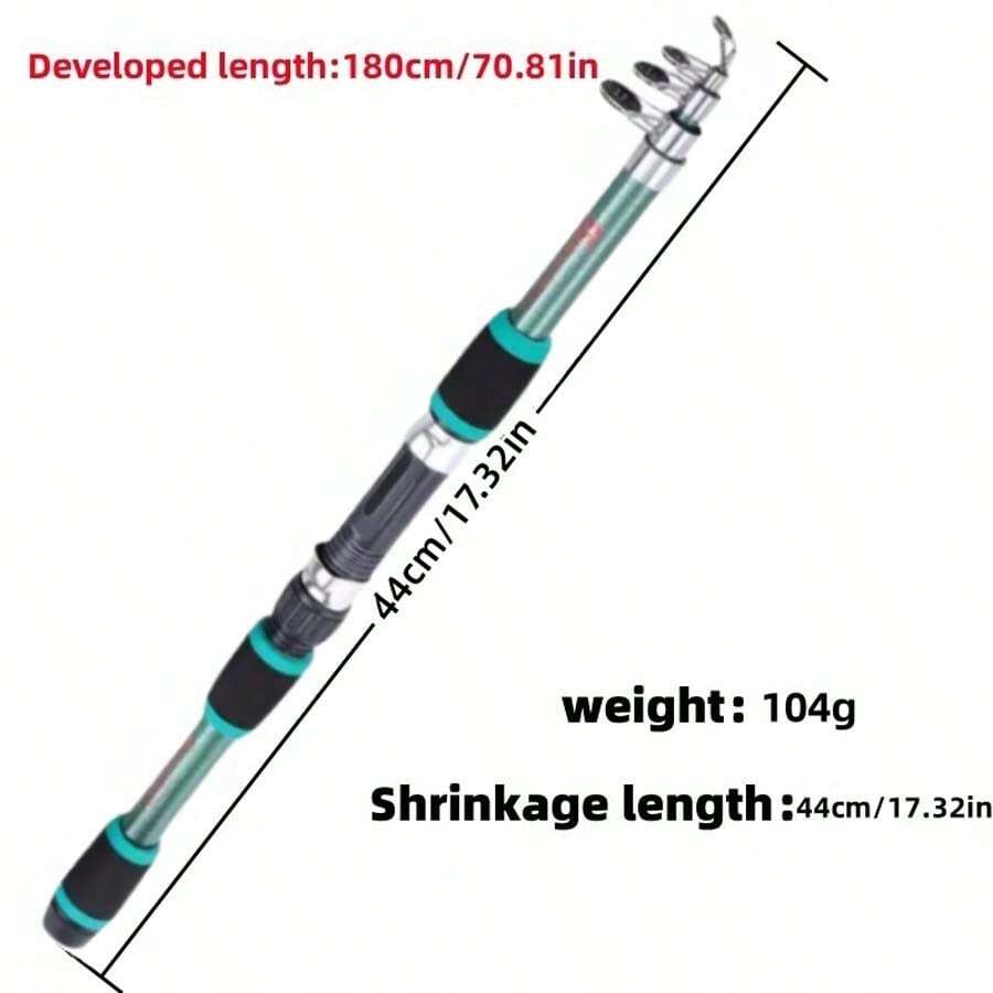 1.8m Telescopic Fishing Rod & Reel Combo: Retractable Fishing Pole With ...